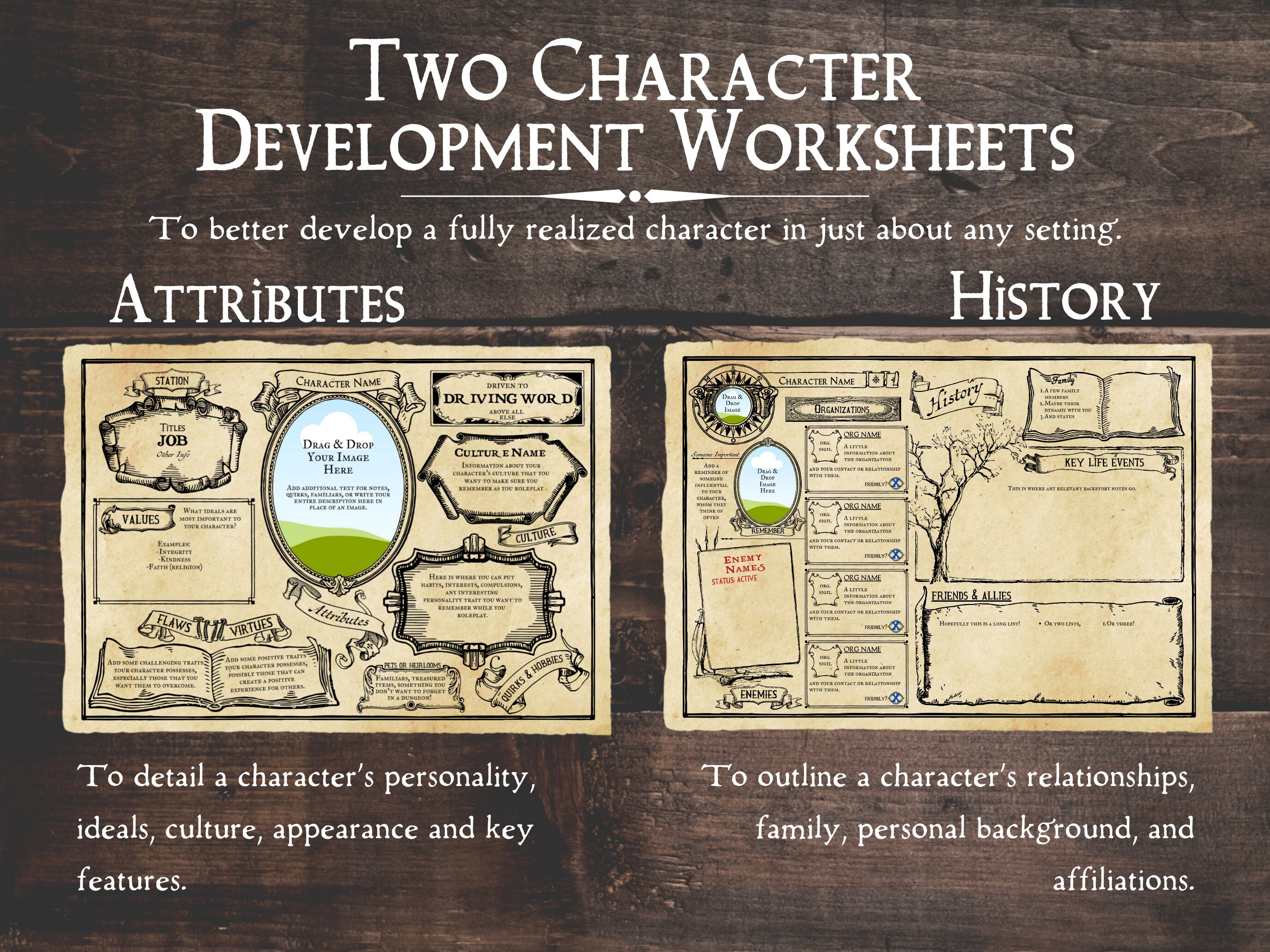 Universal RPG Character Sheet Duo, Editable, Printable Character ...
