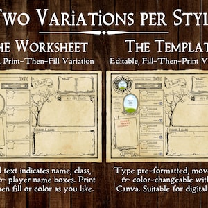 Universal RPG Character Sheet Duo, Editable, Printable Character ...