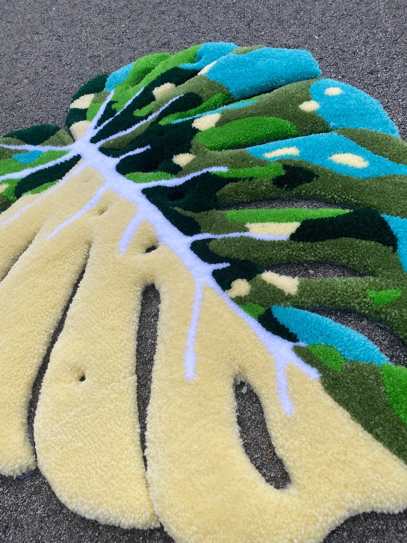 Veriegated Monstera Leaf Rug 100% Handmade Plant Rug - Etsy