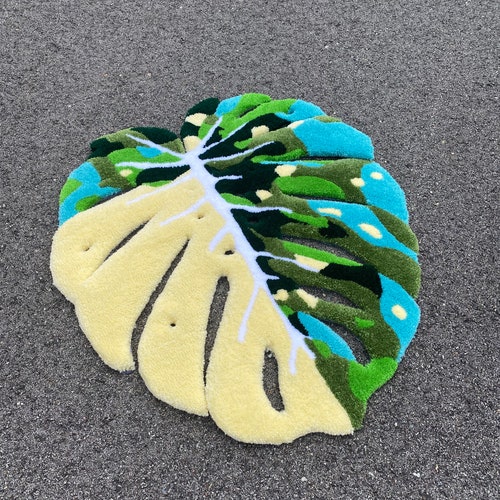 Veriegated Monstera Leaf Rug 100% Handmade Plant Rug - Etsy