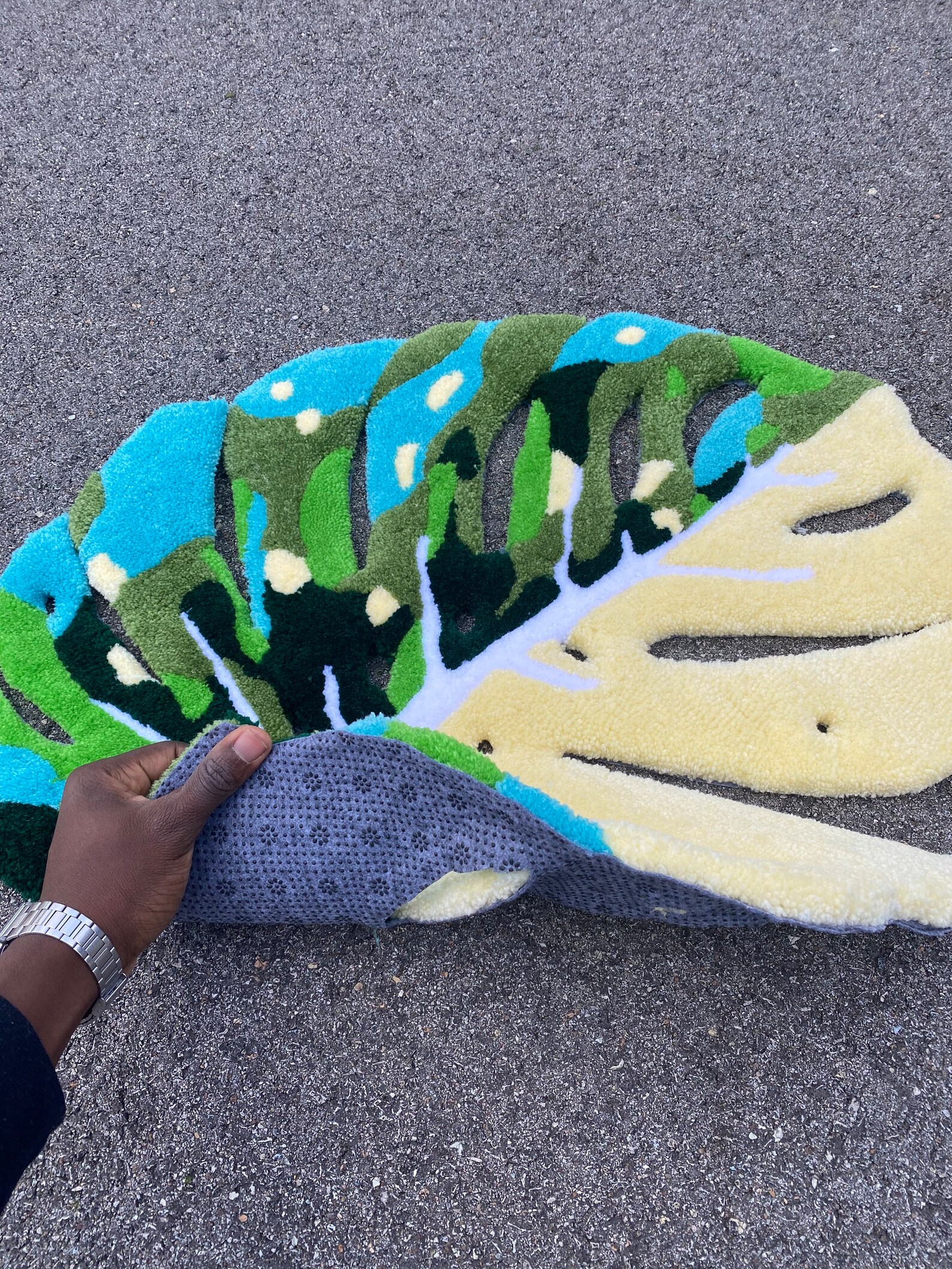 Veriegated Monstera Leaf Rug 100% Handmade Plant Rug - Etsy