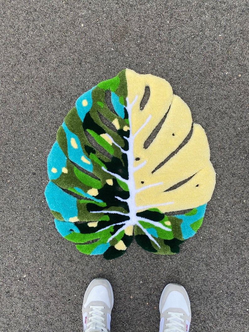 Veriegated Monstera Leaf Rug 100% Handmade Plant Rug - Etsy