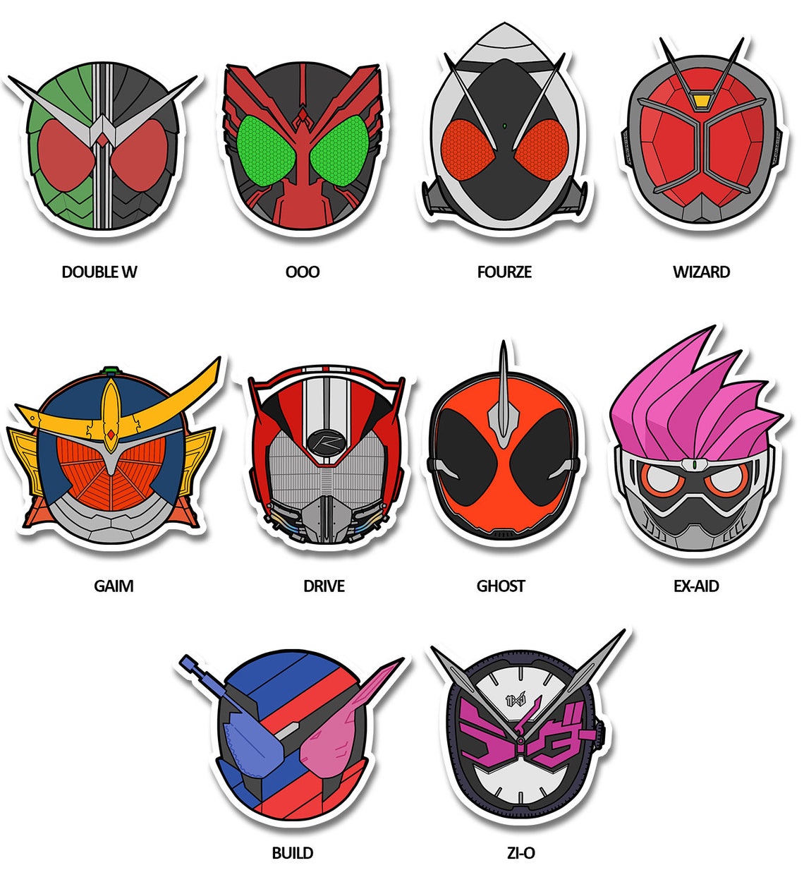 Kamen Rider Heisei Phase 2 Vynil Sticker - Etsy
