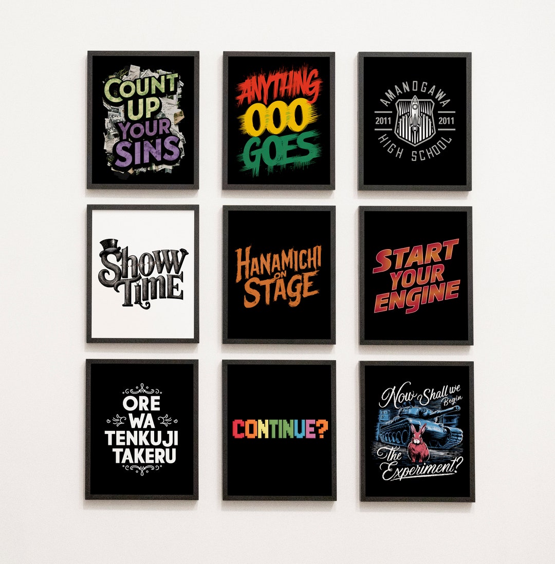 Set of Tokusatsu Showa Heisei Reiwa Rider Quotes Wall Print Minimalist ...