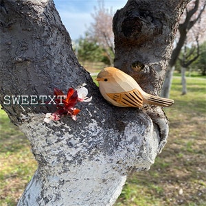 Wood Carved Birds Hand Carved Sparrow Decorations Bird Wood - Etsy