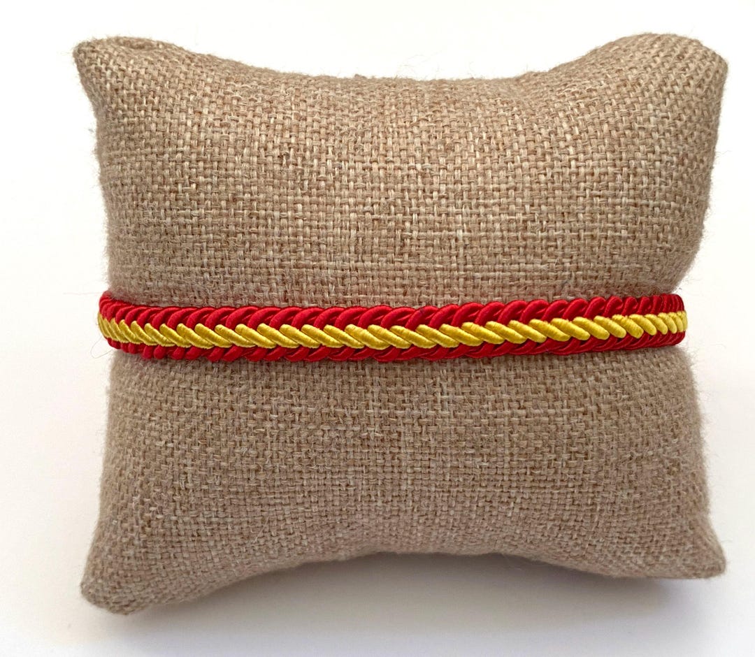 Red and Yellow Spanish Flag Braided Bracelet With Leather Clasp ...