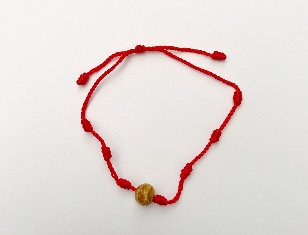 Red 7 Knots Bracelet With Palo Santo, Red Bracelet, Knotted Bracelet ...