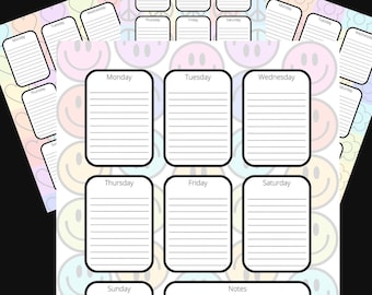 Weekly Planner Printable Bundle Peace Flower Rainbow - Etsy