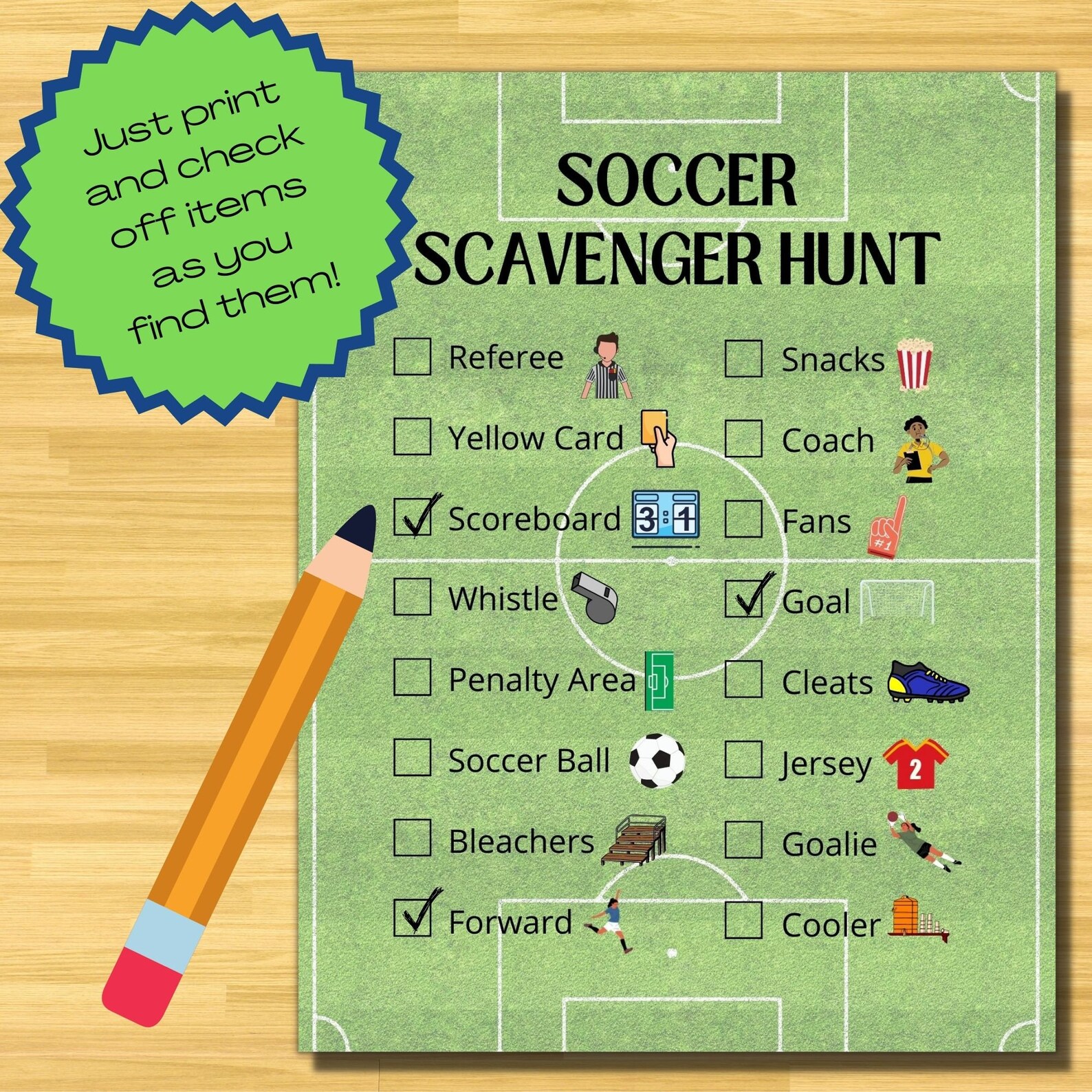 Sport Scavenger Hunt Printable Bundle, Football, Volleyball, Soccer ...