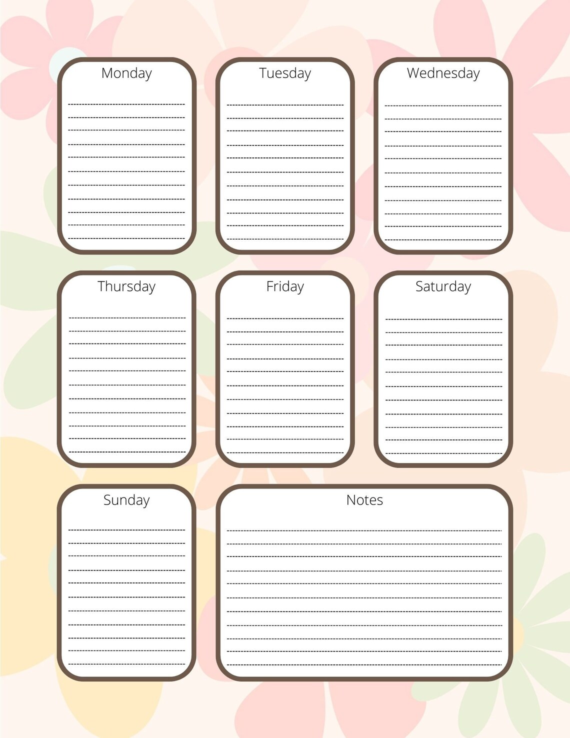 Weekly Planner Printable Bundle, Peace, Flower, Rainbow, Printable ...
