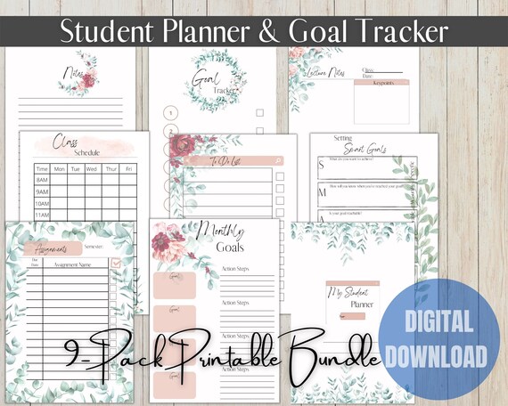 Student Planner and Goal Tracker for Organization Wellness - Etsy