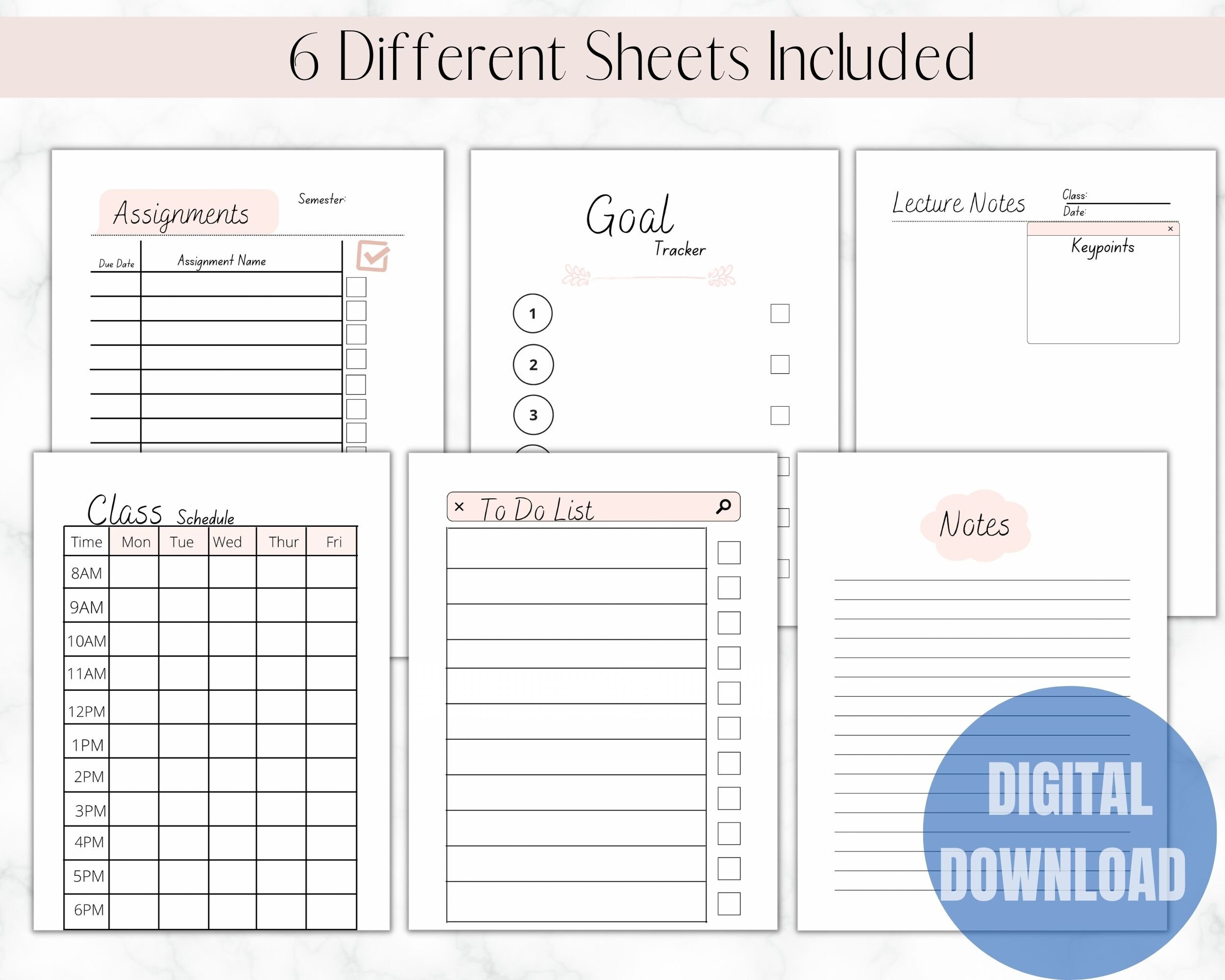 Student Planner and Check List for Organization, Wellness, Assignment ...