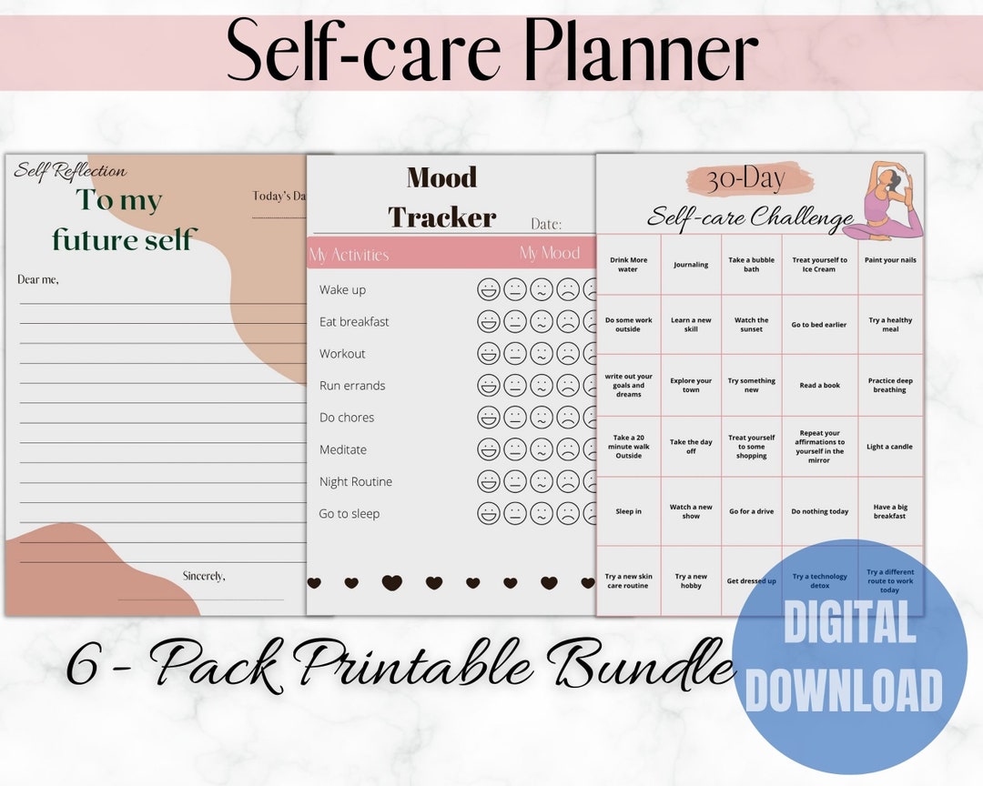 Self-care Planner Checklist for Mental Health and Wellness, Daily ...