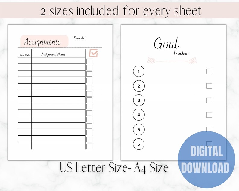 Student Planner and Check List for Organization, Wellness, Assignment ...