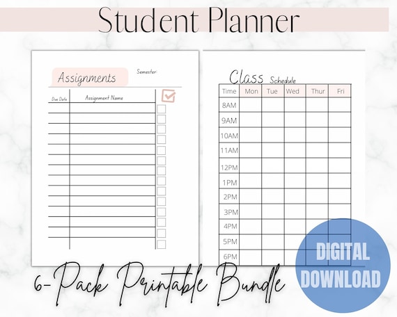 Student Planner and Check List for Organization Wellness - Etsy