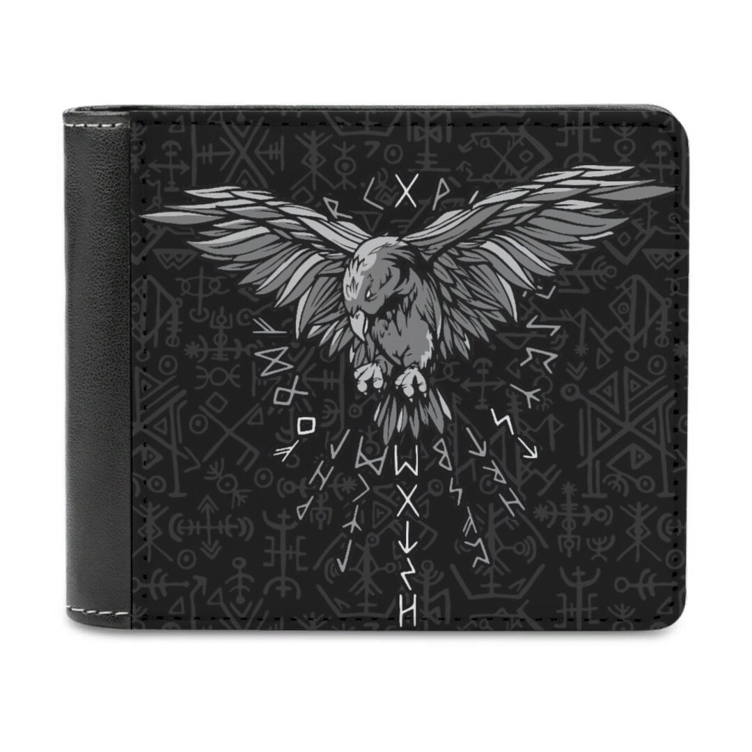 Viking Norse Raven Rune Wallet for Men Bifold Leather Card - Etsy