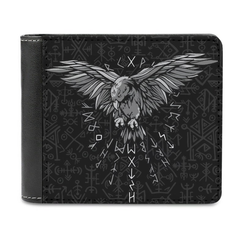 Viking Norse Raven Rune Wallet for Men Bifold Leather Card - Etsy