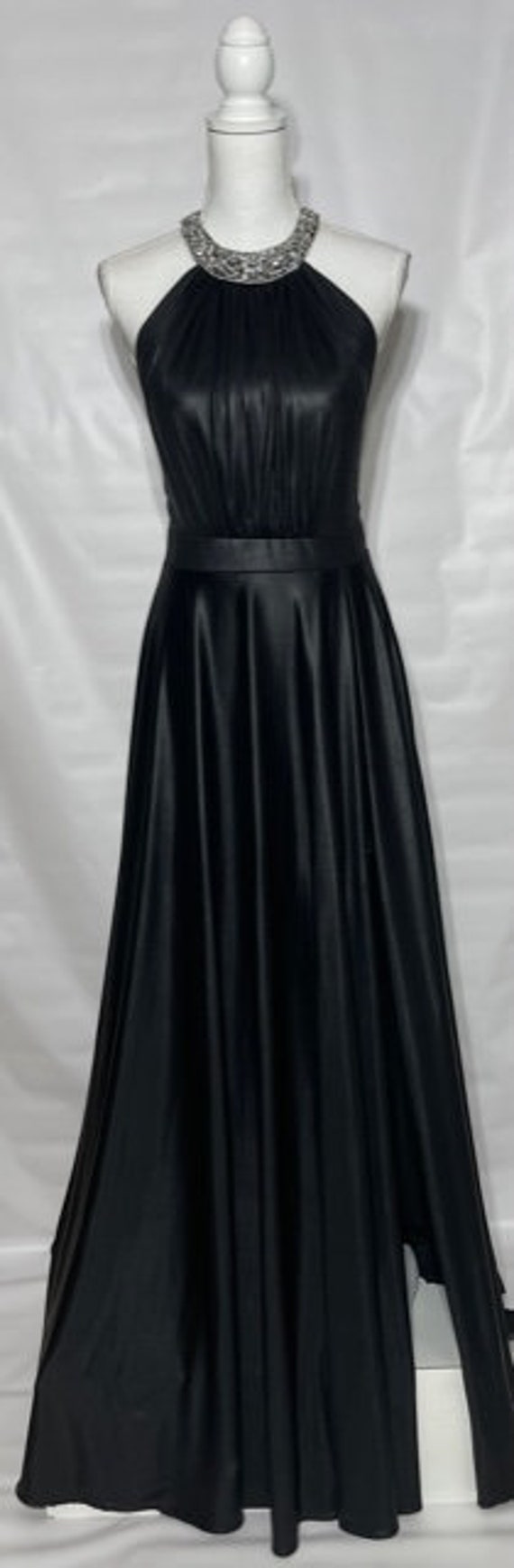 Cinderella Devine 90s Goth Satin Gown With Rhinestone… - Gem
