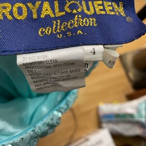 Aqua Sequin Gown With Gold Rhinestone Trim by Royal Queen Size: 4 - Etsy