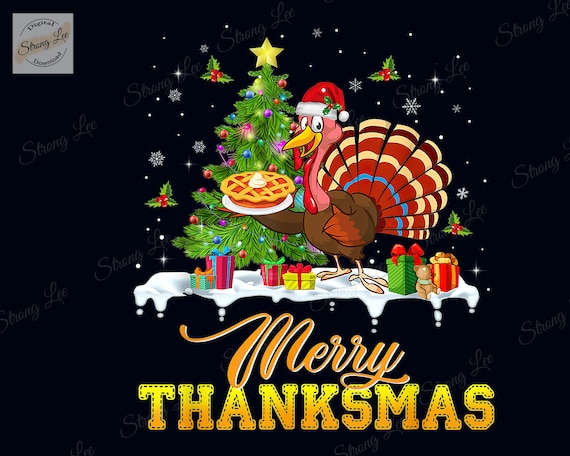 Funny Turkey Santa Png Merry Thanksmas Christmas Png - Etsy