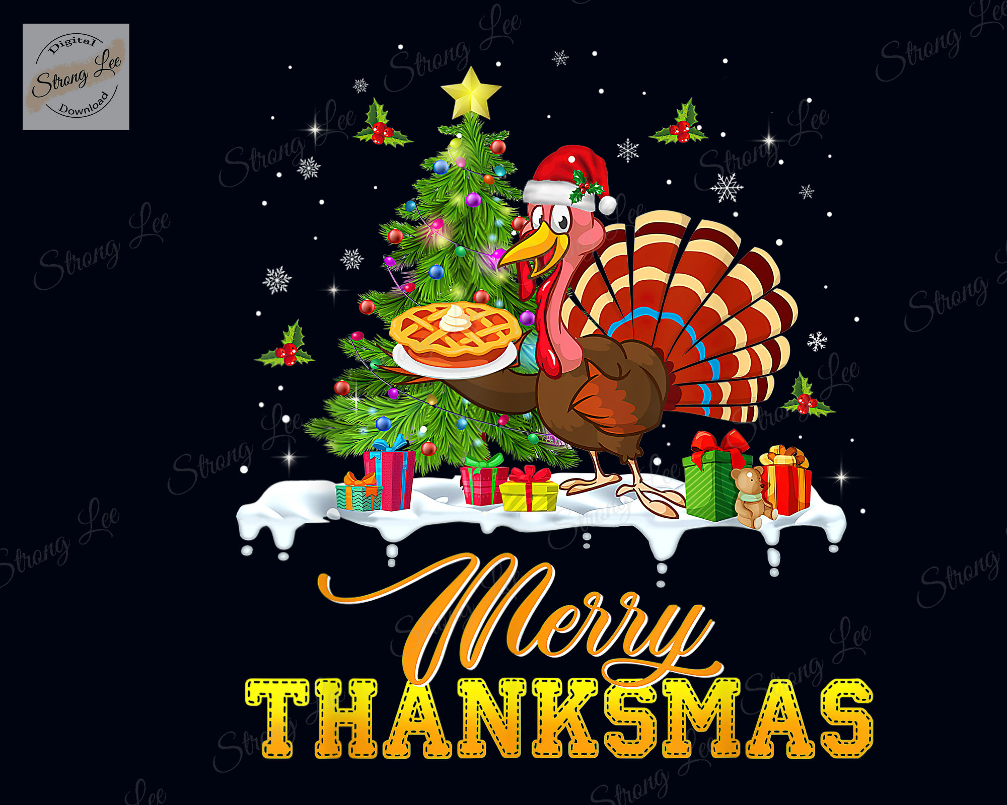 Funny Turkey Santa Png, Merry Thanksmas Christmas Png, Thanksgiving Png ...