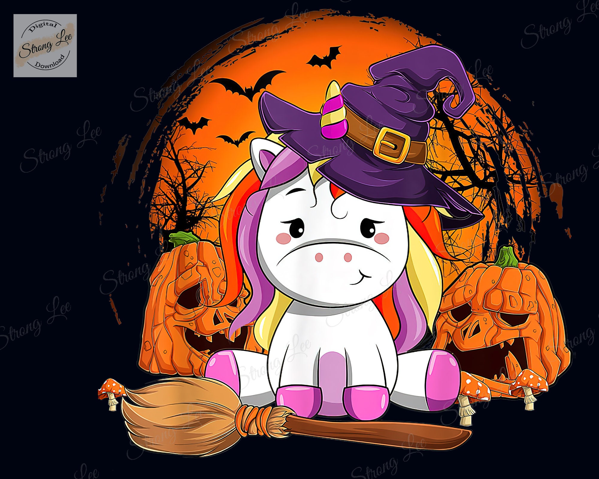 Witchy Unicorn Halloween Pumpkin Png, Halloween Unicorn Png, Witchy ...