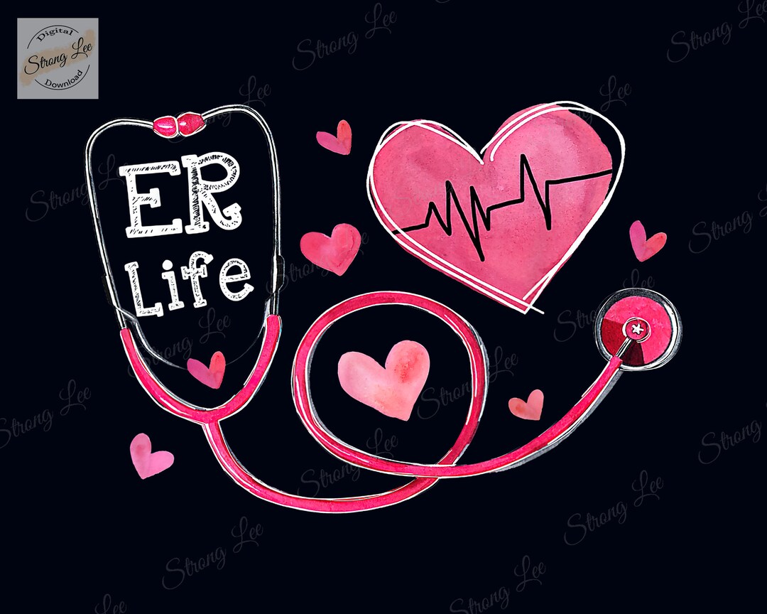 Heart Stethoscope Heartbeat Png, ER Life Nurse Valentine's Day ...