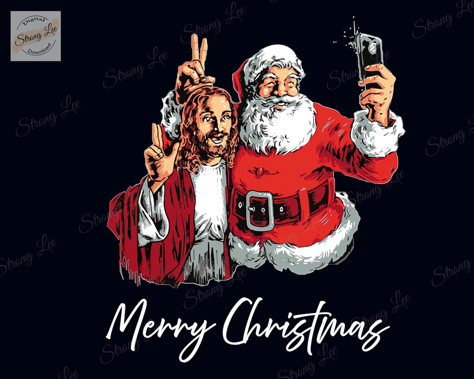 Merry Christmas Santa and Jesus Selfie Funny Xmas Png Funny - Etsy