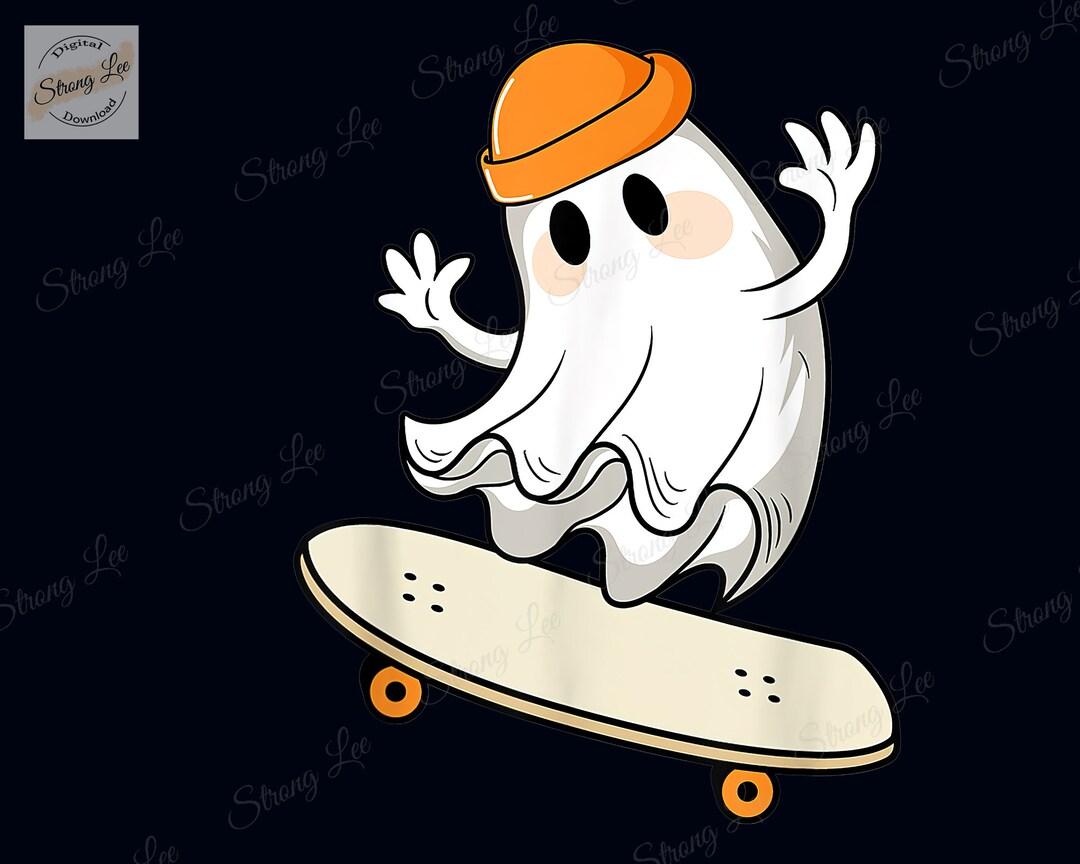 Halloween Ghost Skateboard Png, Ghost Halloween Png, Ghost Skateboard ...