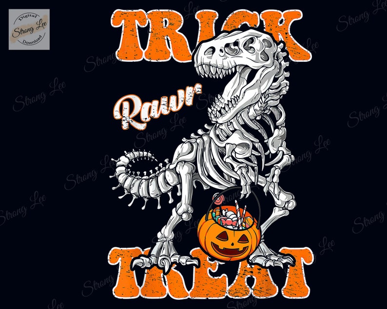 T-rex Halloween Boys Kids Png, Dinosaur Skeleton Scary Pumpkin Png ...
