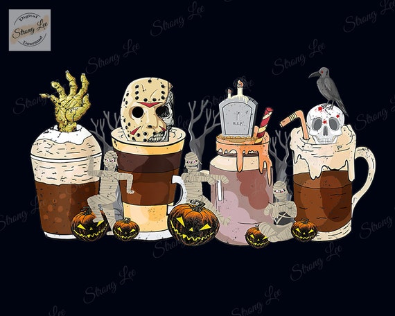 Horror Fall Coffee Pumpkin Spice Latte Iced Halloween Png - Etsy