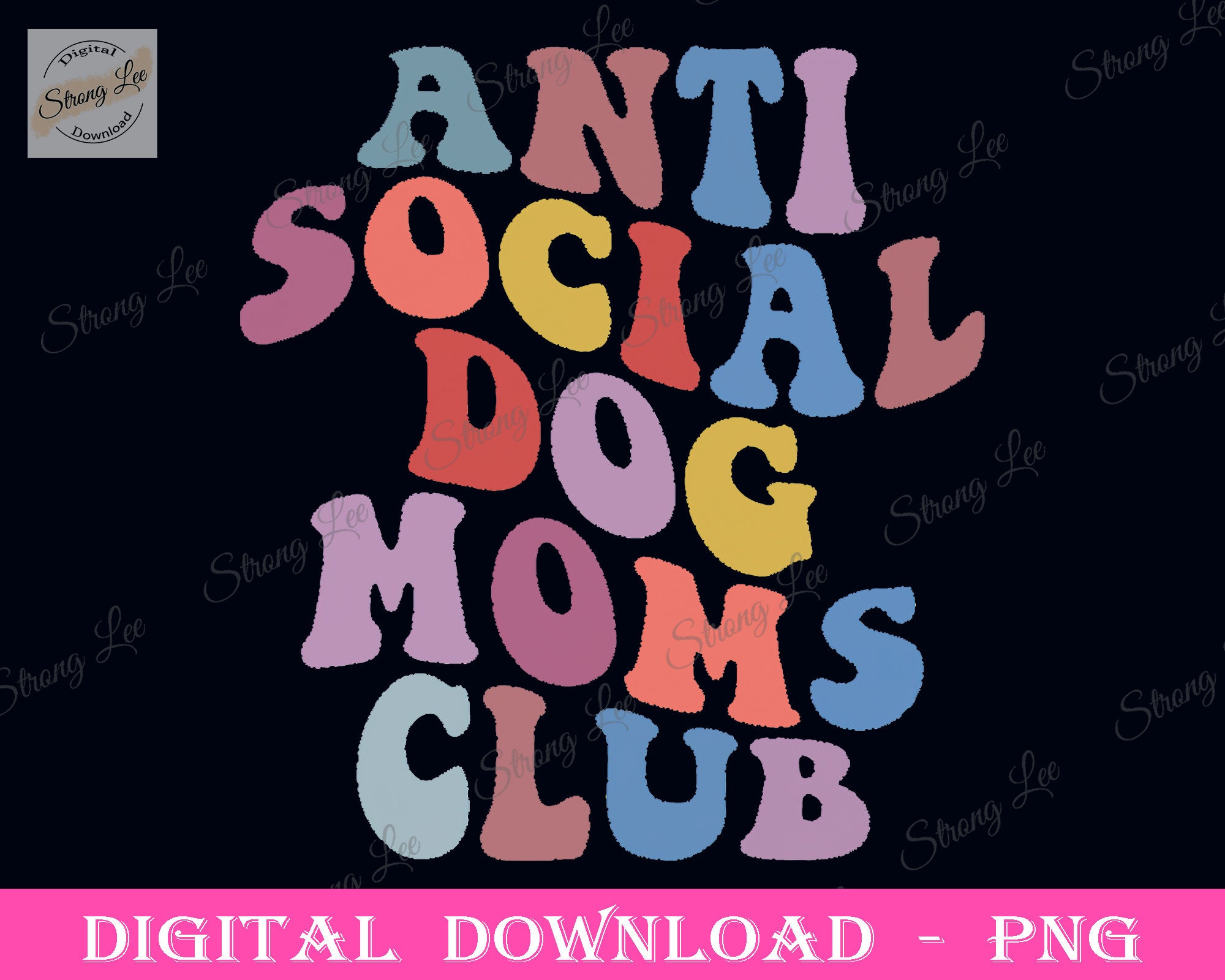 Funny Anti Social Dog Mom Club Png Retro Mother's Day - Etsy