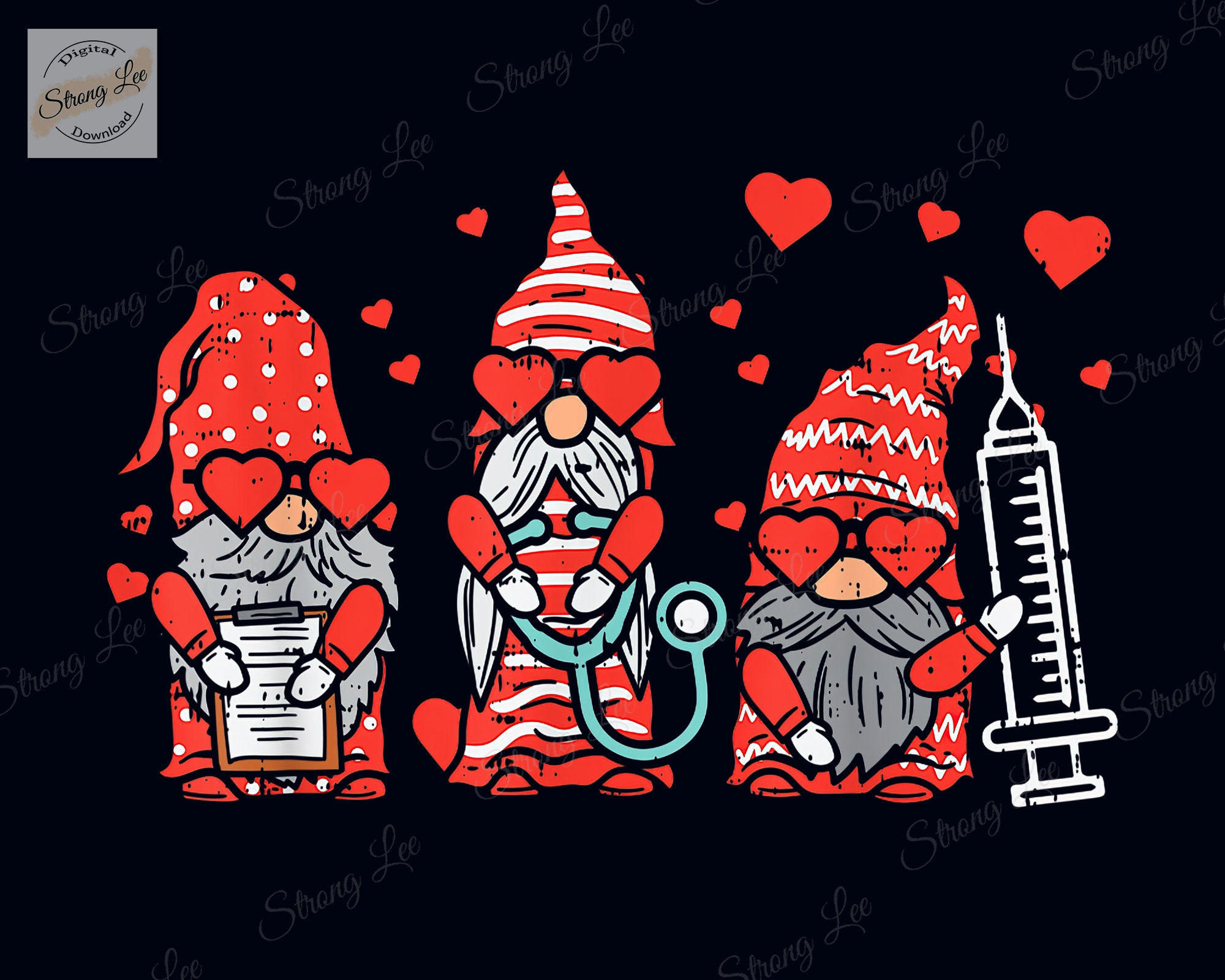 Gnome Nurse Scrub Valentine's Day Png, RN ICU ER Valentine's Day ...