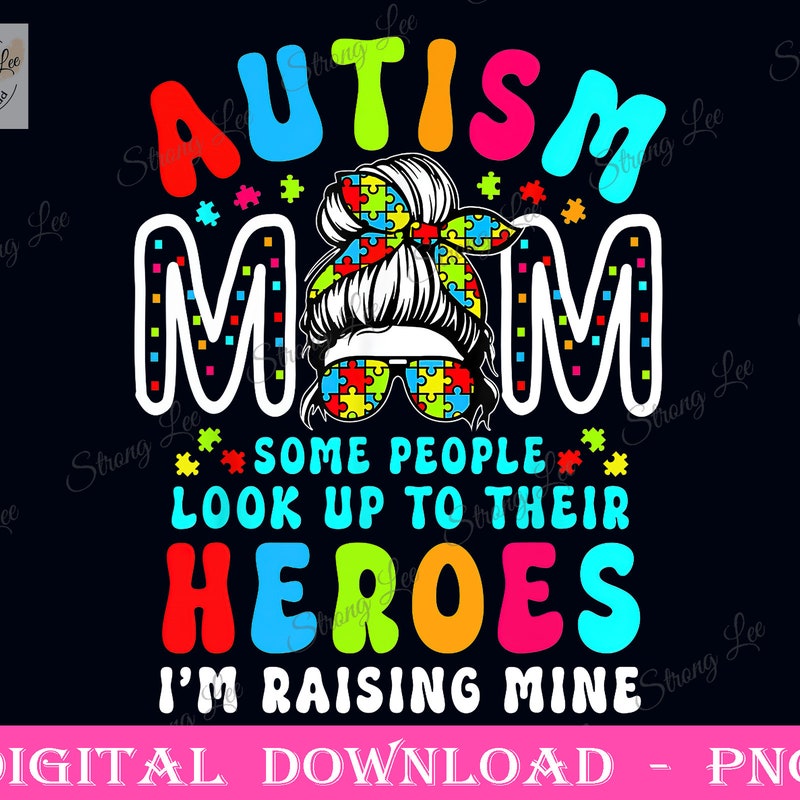 Messy Bun Autism Mama Png - Etsy