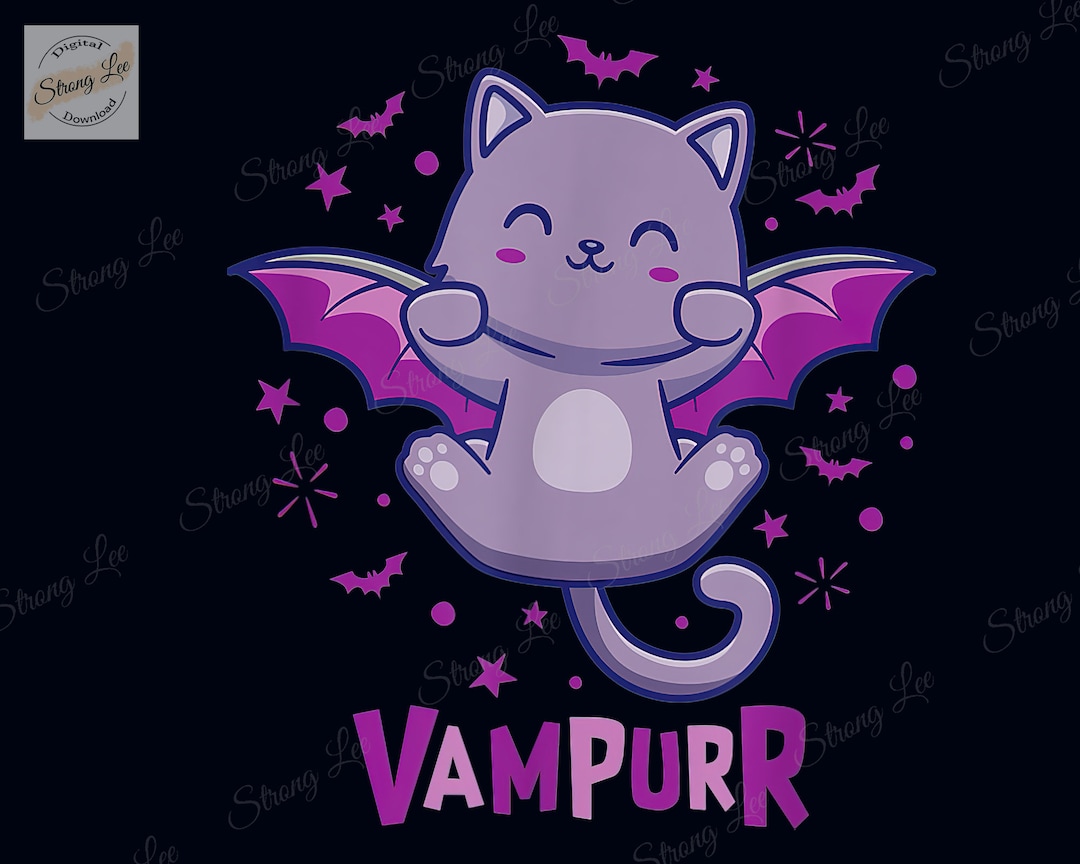 Cute Kawaii Vampire Cat Halloween Png, Vampire Cat Halloween Png ...
