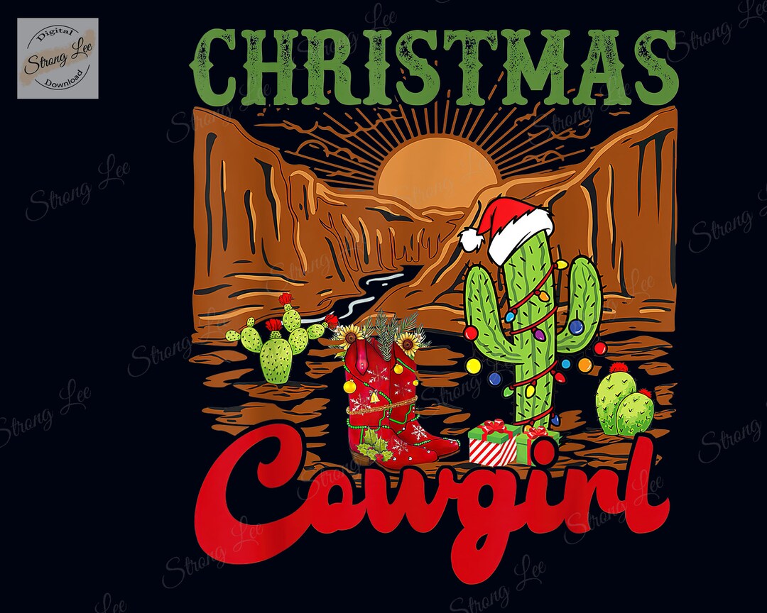 Christmas Cowgirl Png, Cowboy Christmas Png, Xmas Cactus Western Noel ...