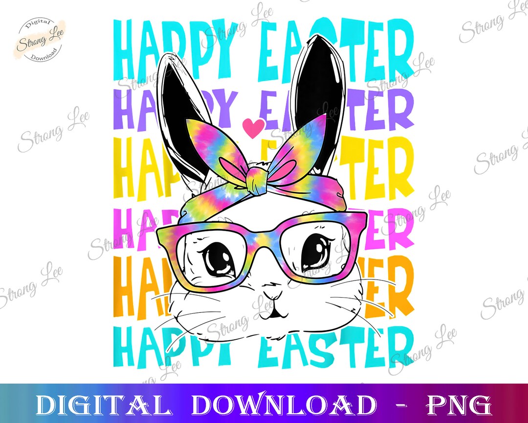 Easter Bunny Tie Dye Rabbit PNG, Easter Sublimation PNG Design, Hand ...