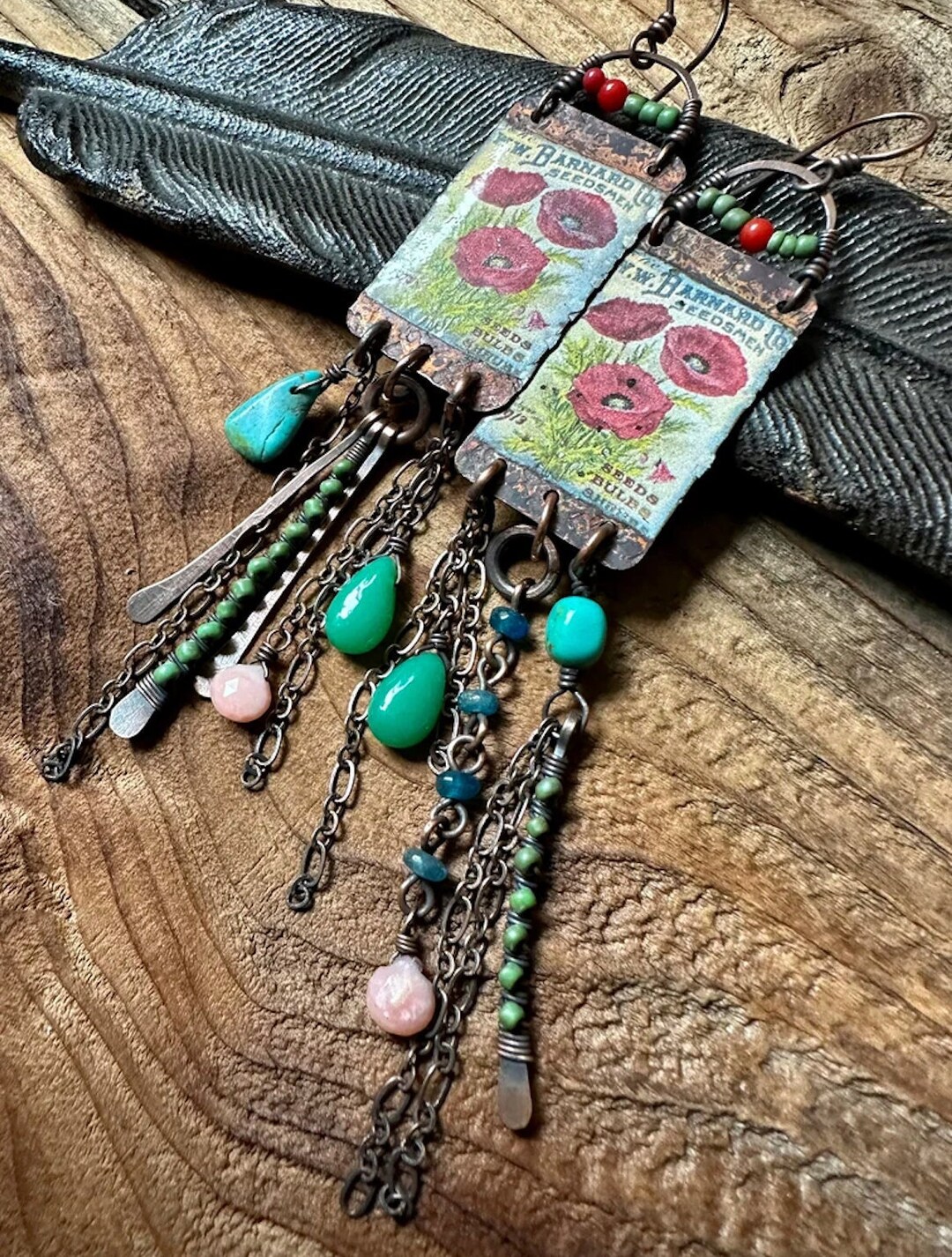 Enamel Poppies Earrings Red Poppy Earrings, Artisan Enamel Earrings ...