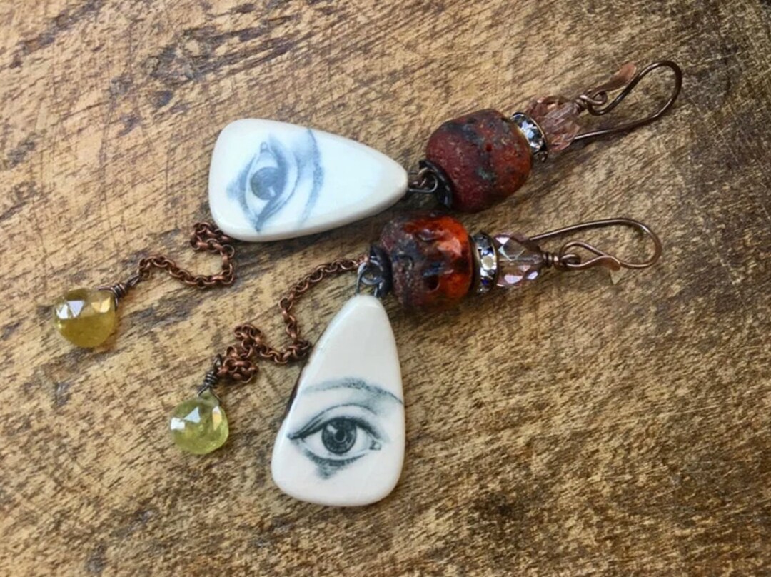 Rustic Primitive Jewelry Eyes Earrings N406 Primitive Jewelry, Boho ...