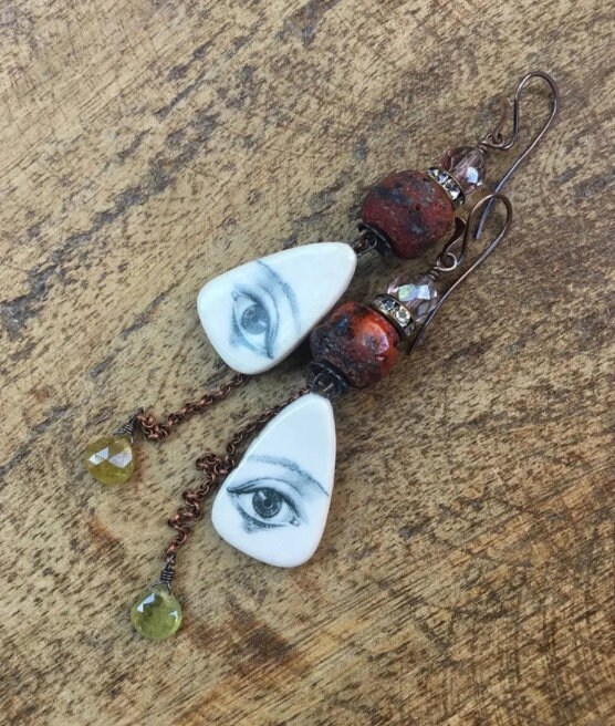 Rustic Primitive Jewelry Eyes Earrings N406 Primitive Jewelry, Boho ...