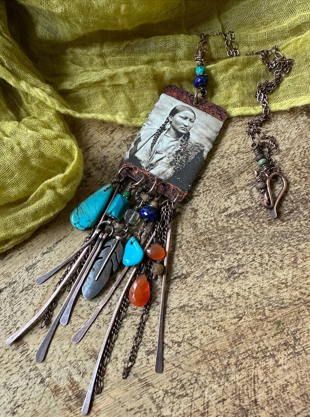 Primitive Native American Indigenous Necklace Enamel Necklace, Primitive Necklace, Artisan ...