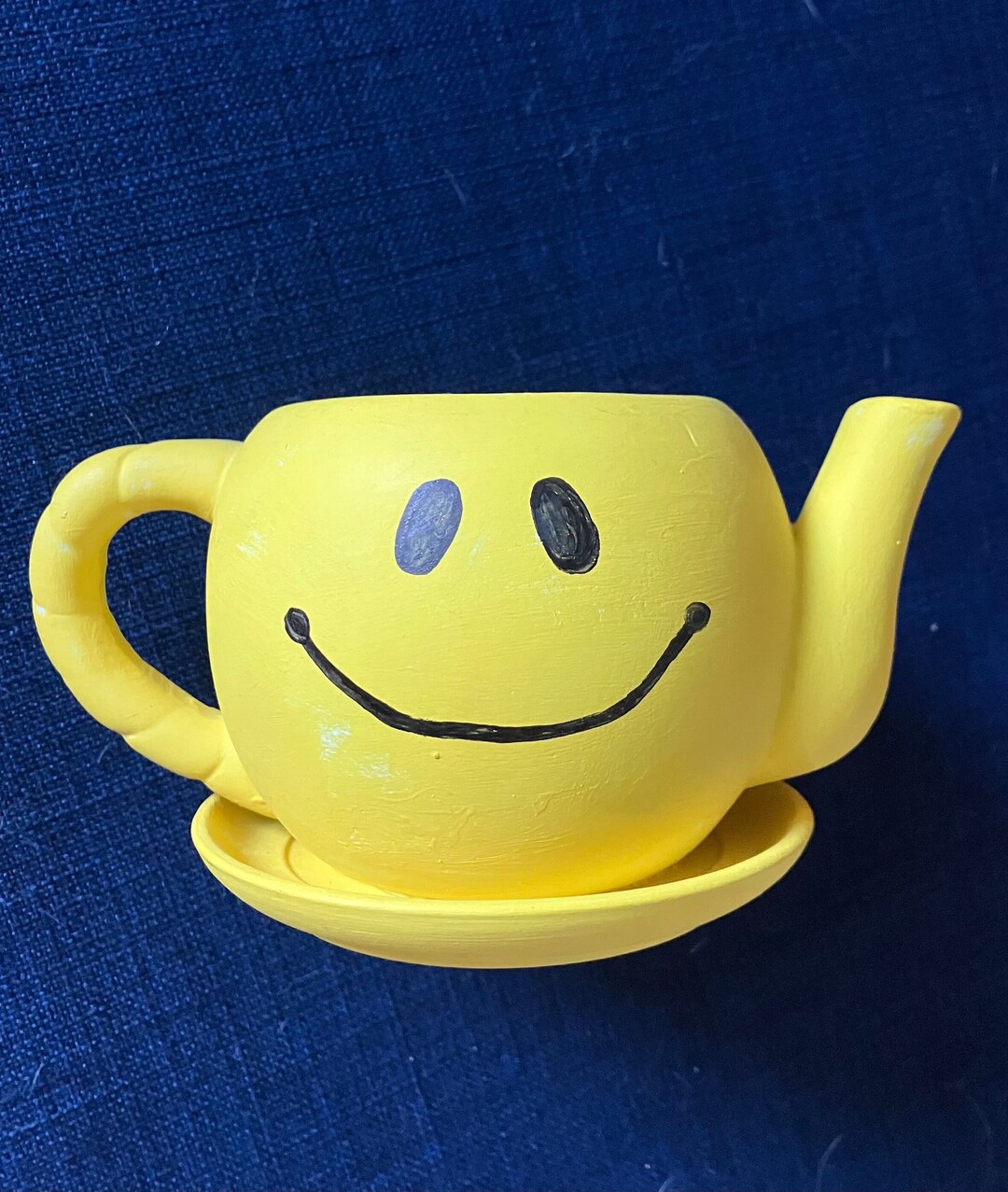 Yellow Smiley Mug / Topless Ceramic Teapot - Etsy