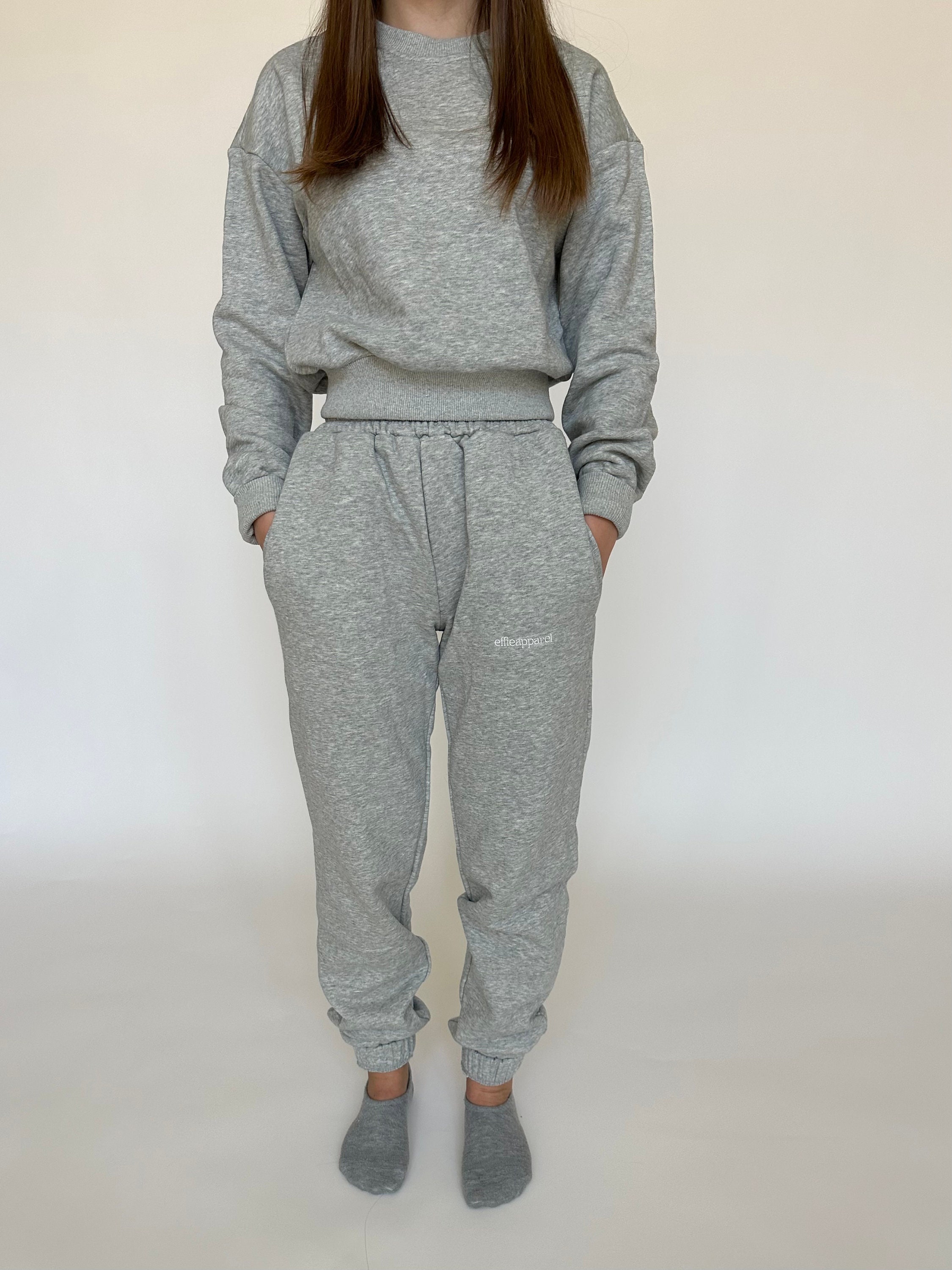 GIFT IDEA 2 PIECE Sweat Set, Classic Grey Loungewear Set, Petite Women ...