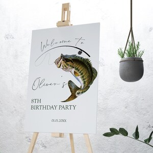 Editable Fishing Welcome Sign Template, Fishing Birthday Custom Sign ...