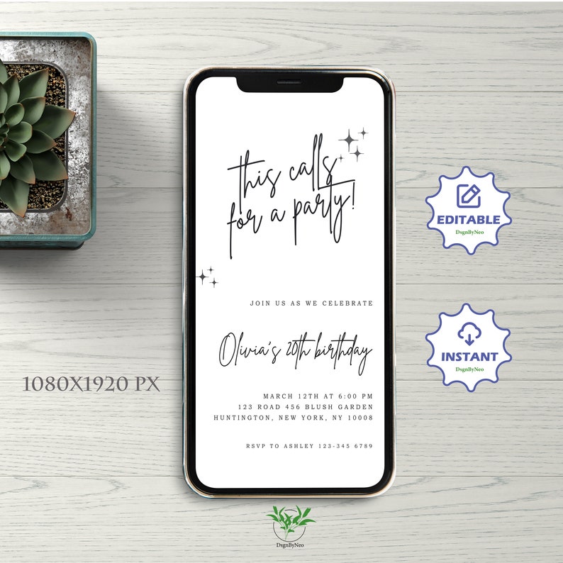 This Calls for A Party Editable Mobile Invitation Template, Let's ...