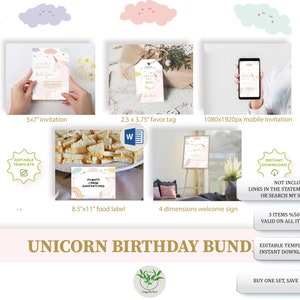 Unicorn Welcome Sign Editable Template, Unicorn Birthday Welcome Sign ...