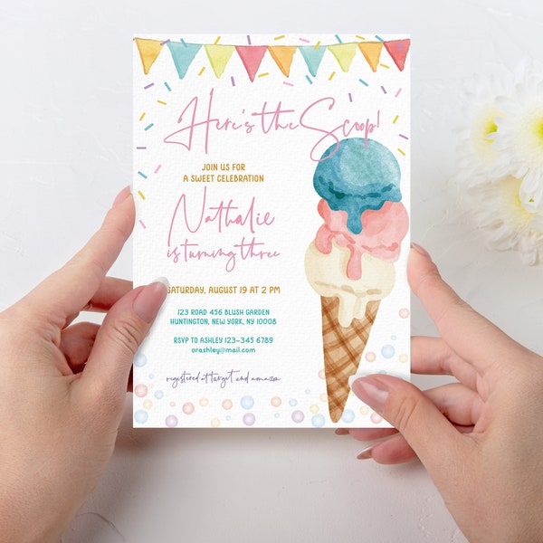 Three Scoops Of Fun Birthday Etsy