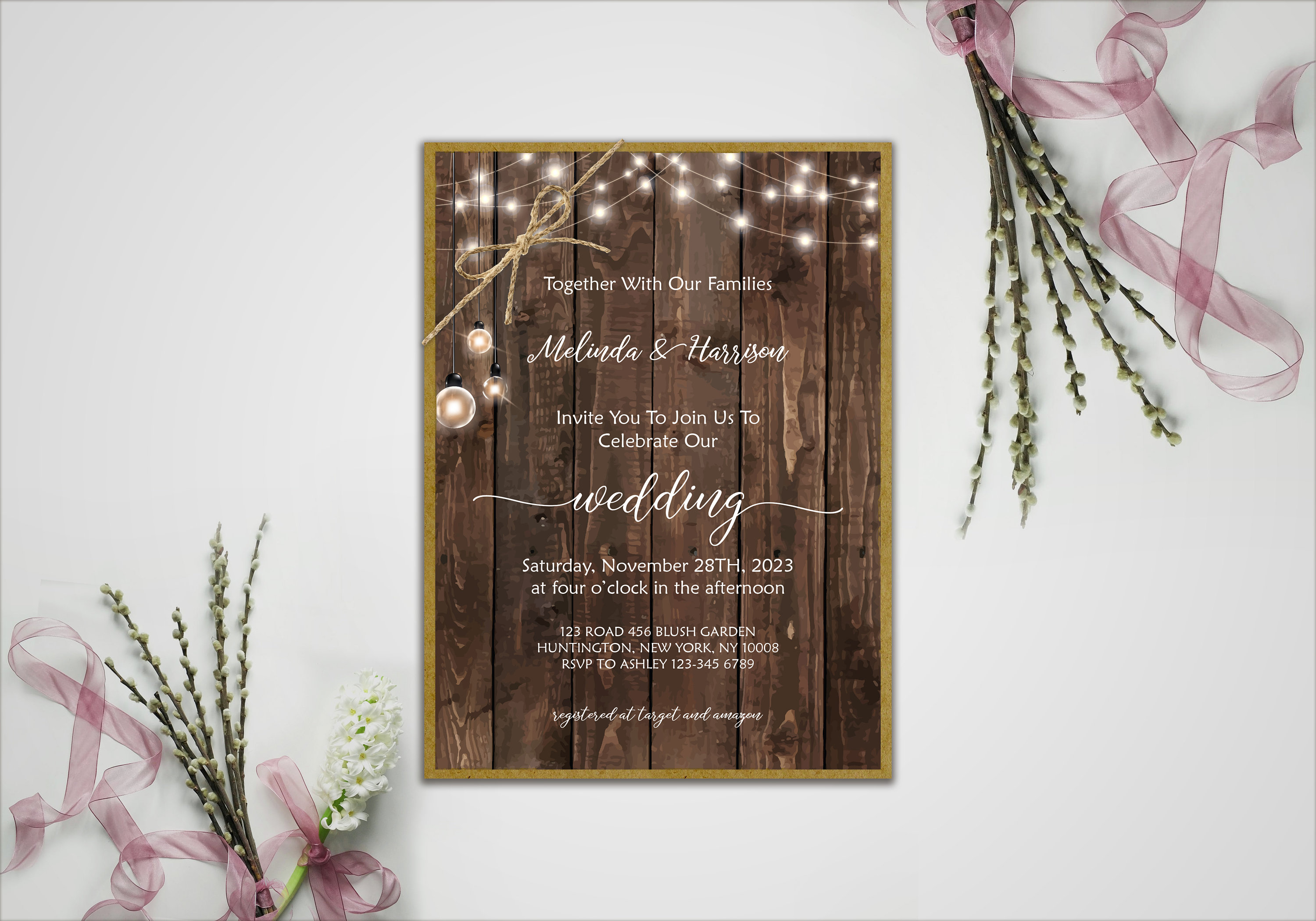 Rustic Wedding Invitation Template Rustic Wood and Mason - Etsy