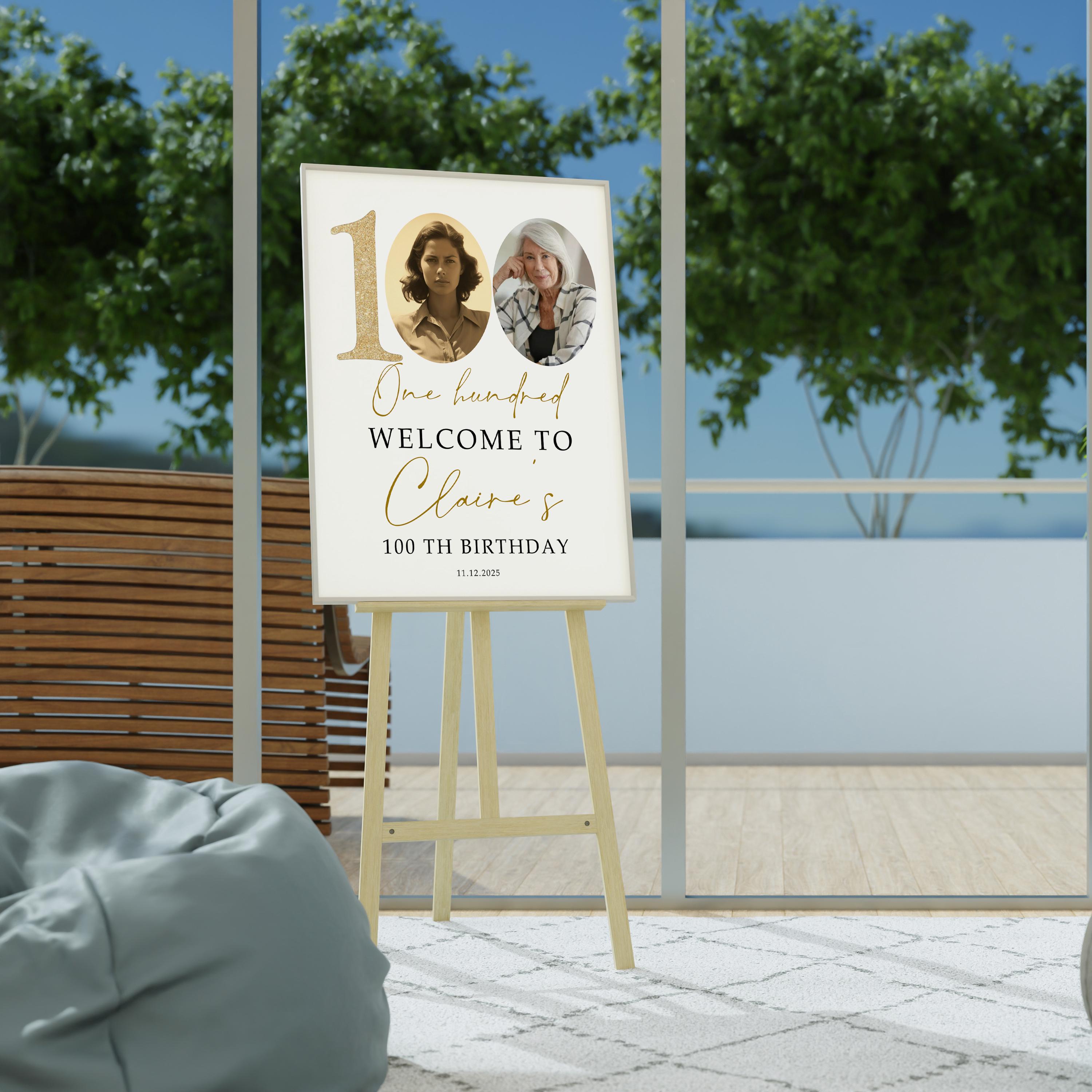 Gold Number 100th Welcome Sign Template, Modern 100th Welcome Sign ...