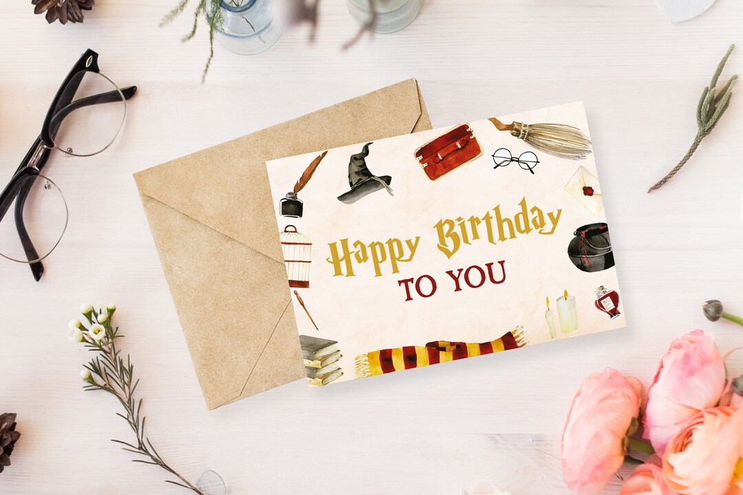 Wizard Happy Birthday Card, DIGITAL Download, Printable Birthday Card ...